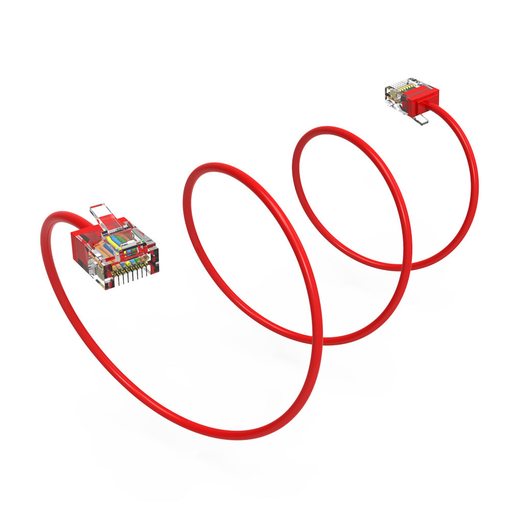 Cat6A Super-Slim Ethernet Patch Cable, UTP, Bare Copper, 32AWG - Red – FireFold