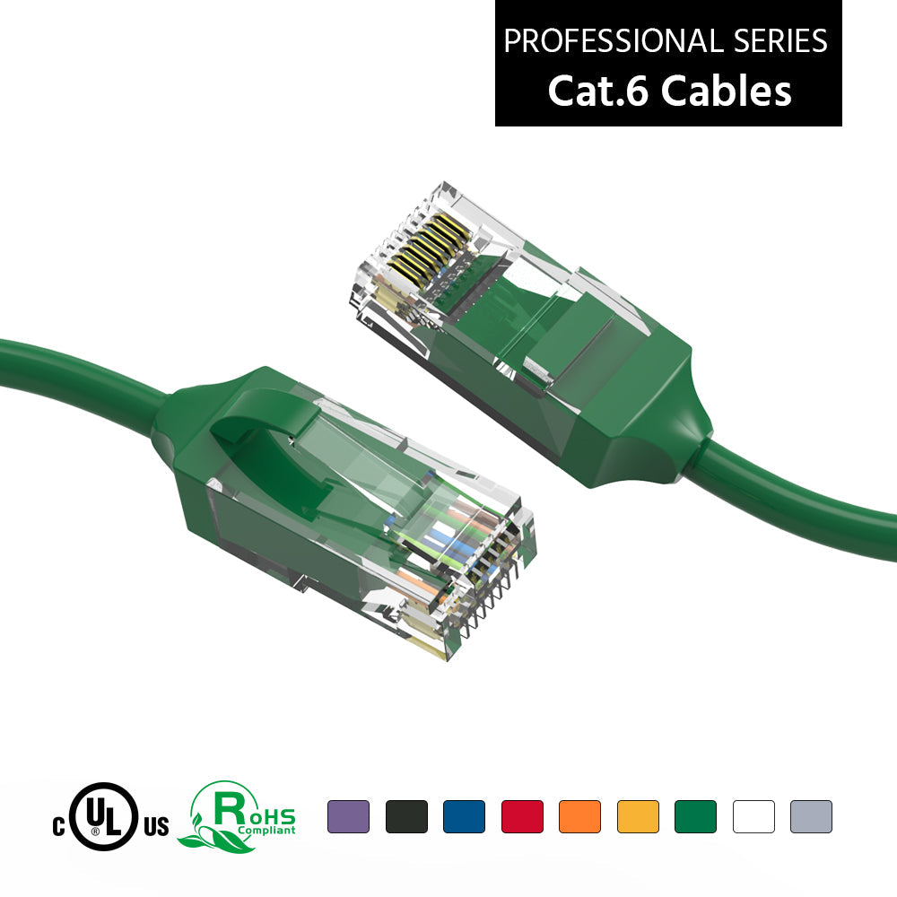 Cat6 28AWG, Pure Bare Copper,RJ45 Slim Ethernet Network Cable - Green – FireFold