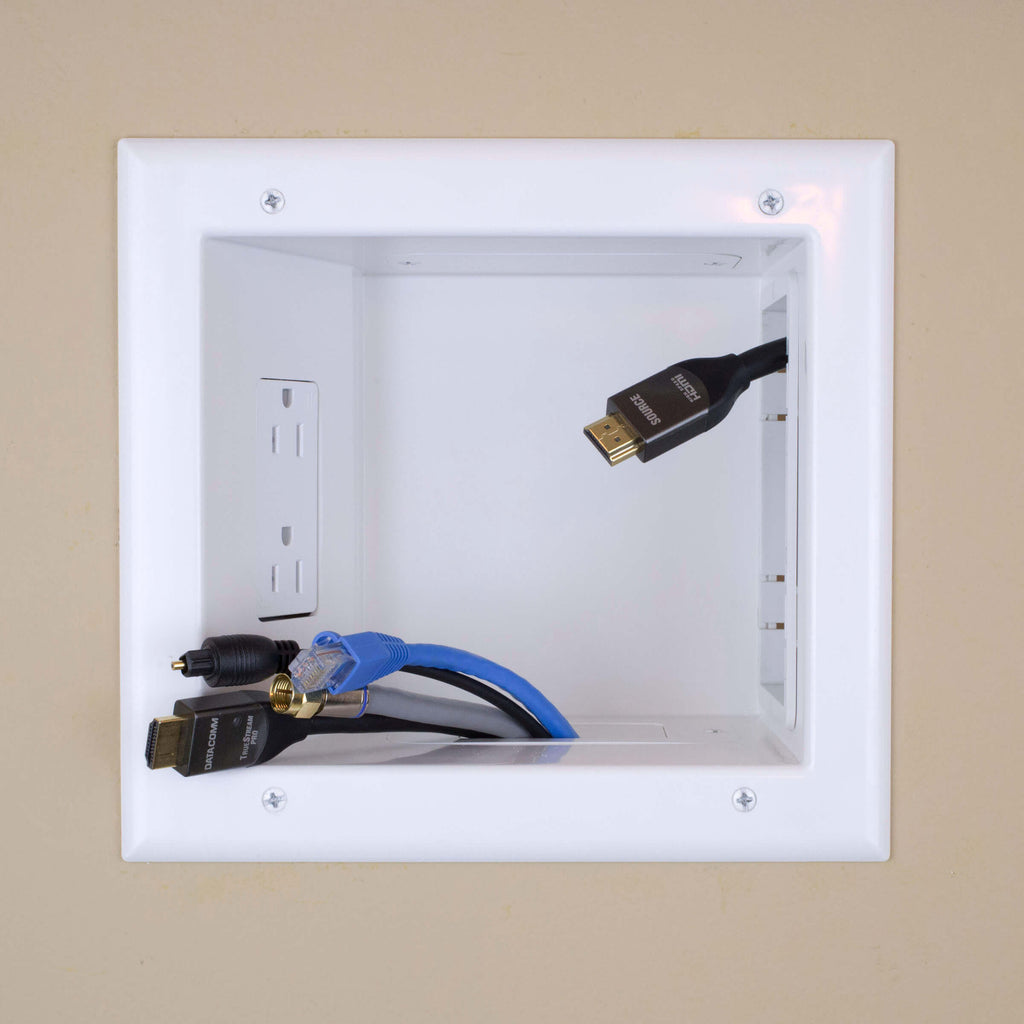 DataComm Recessed Media Box w/ Duplex Receptacle – FireFold