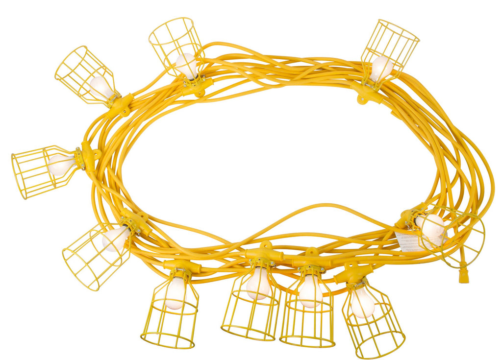 Temp Light String 12/3 100ft 15A Male & Female Metal Cage – FireFold