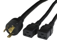 World Cord L6-30P to 2x C19 20A 250V 12/3 SJT SPLITTER Power Cord - Bl ...