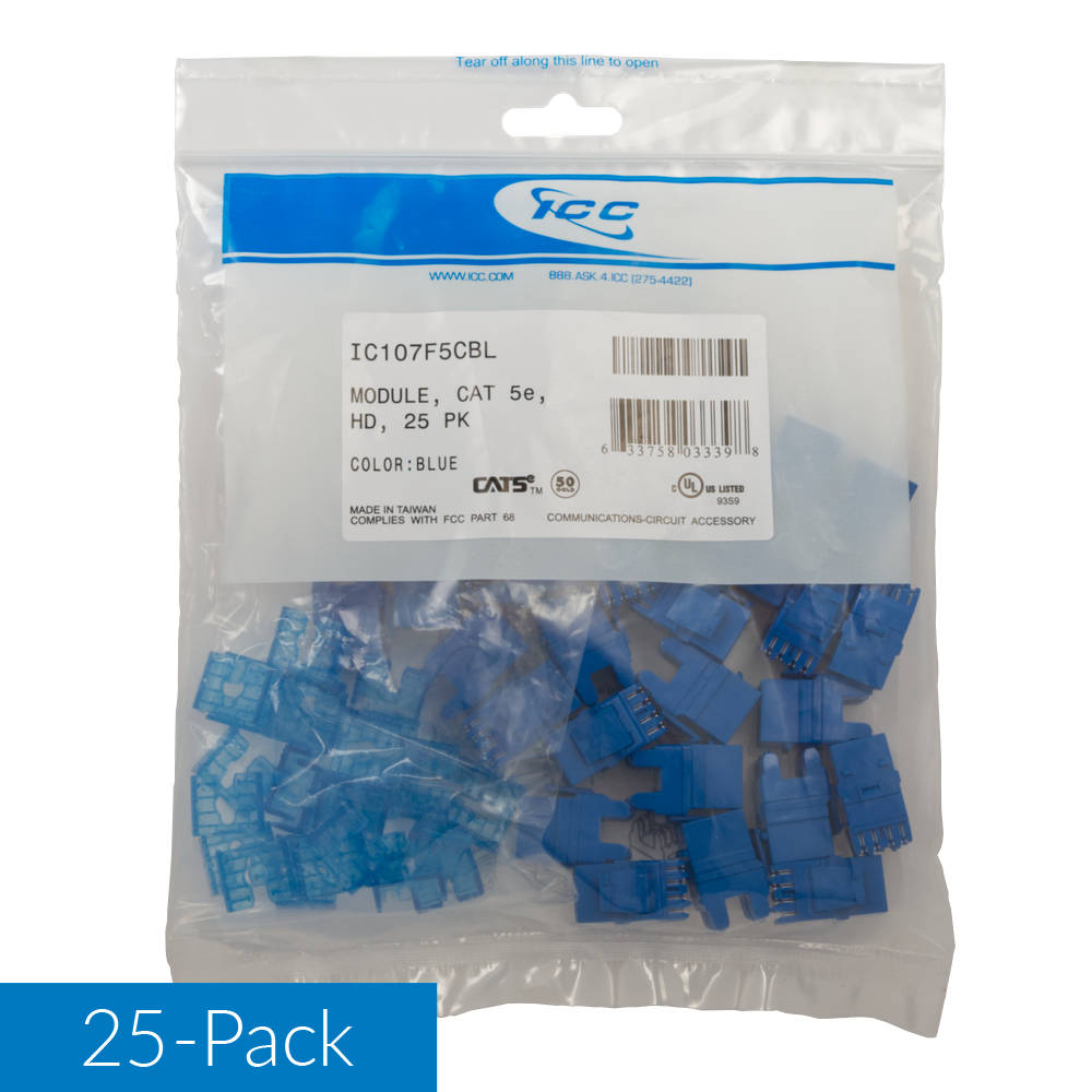 ICC Cat5E High-Density Keystone Jack Blue - FireFold