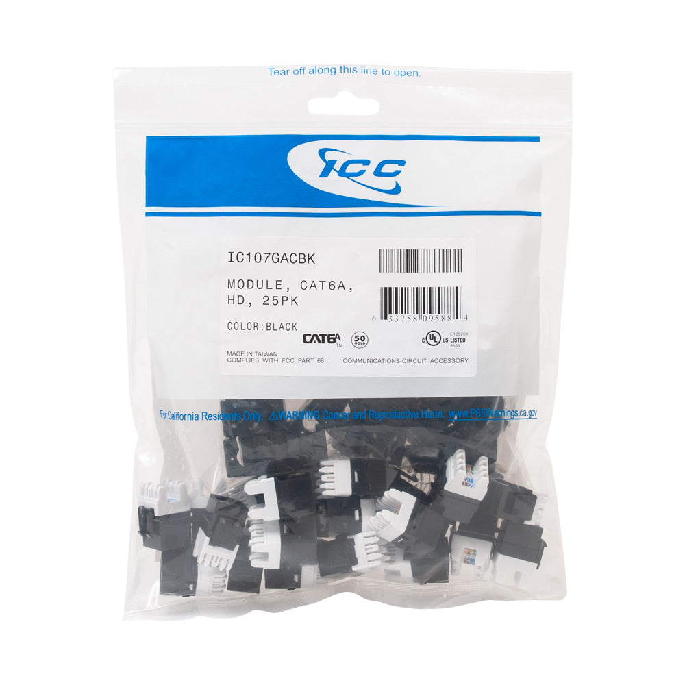 ICC Cat6A High Density Keystone Jack 25 Pack – FireFold